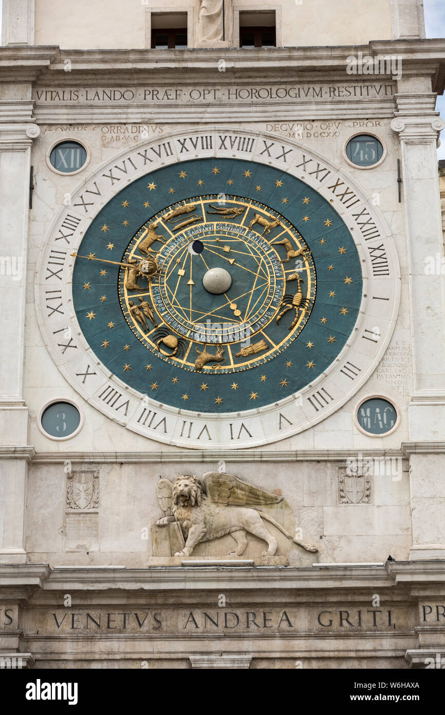 Clock tower building of medieval origins overlooking Piazza dei Signori ...