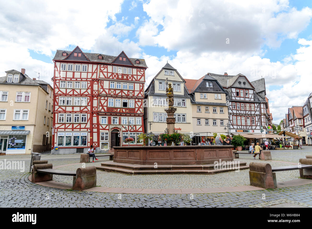 1 August 2019: Market place (Marketplace, Marktplatz) with half ...
