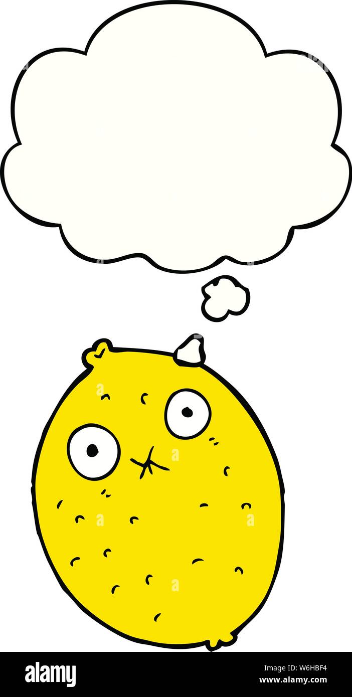 cartoon bitter lemon with thought bubble Stock Vector Image & Art - Alamy