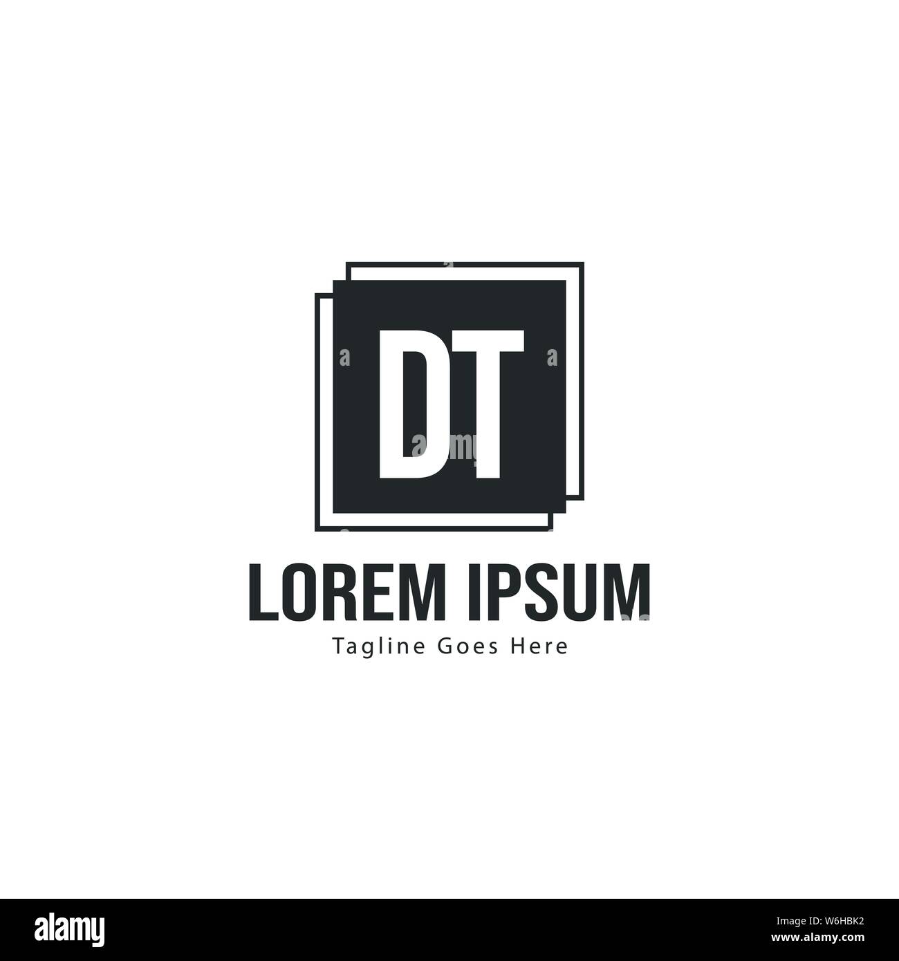 Initial DT logo template with modern frame. Minimalist DT letter logo ...