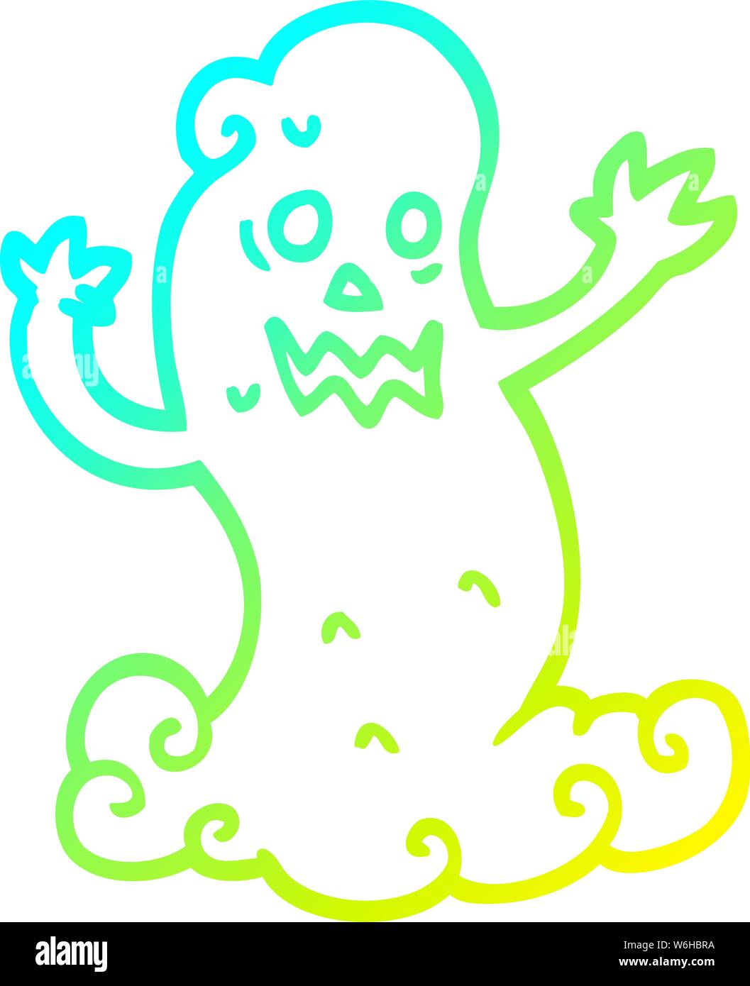 cold gradient line drawing of a cartoon spooky ghost Stock Vector Image ...