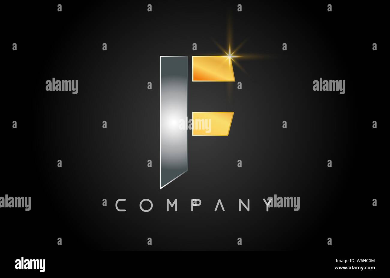 gold alphabet letter F logo design suitable for a company or business ...