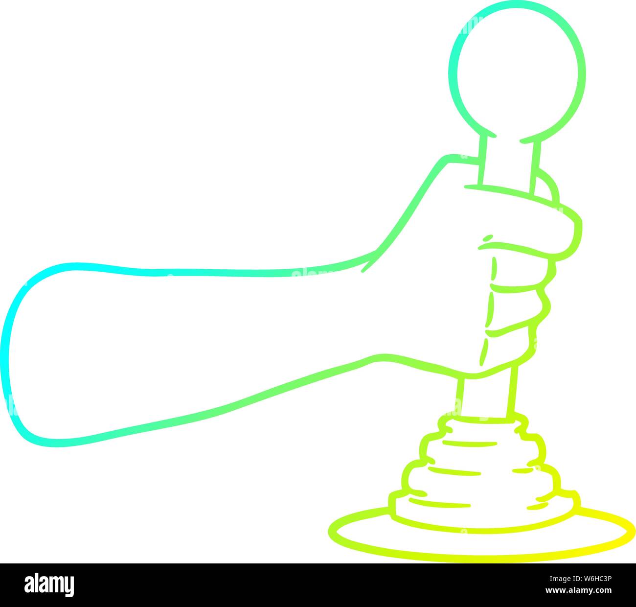 cold gradient line drawing of a cartoon hand pulling lever Stock Vector ...