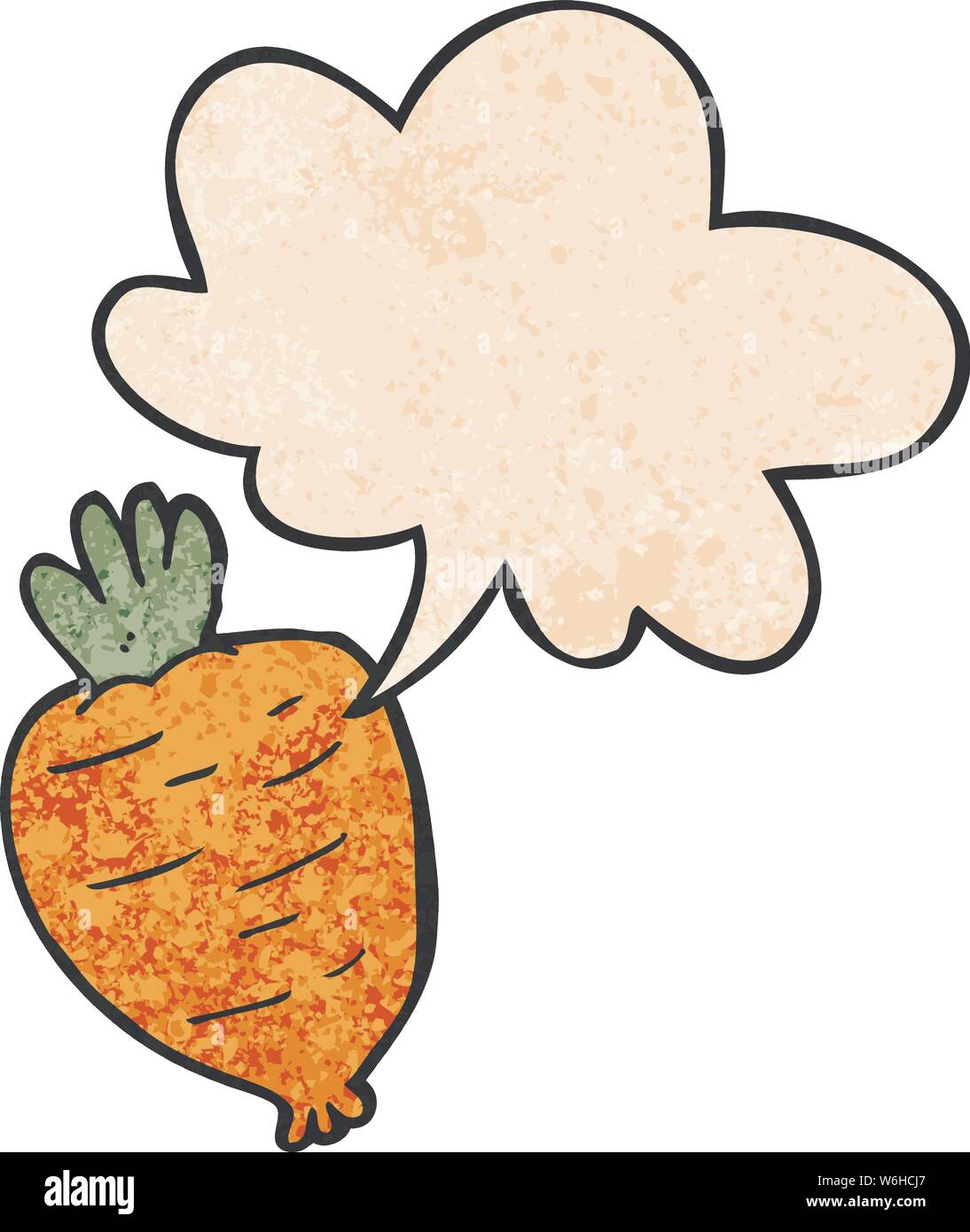 cartoon root vegetable with speech bubble in retro texture style Stock ...