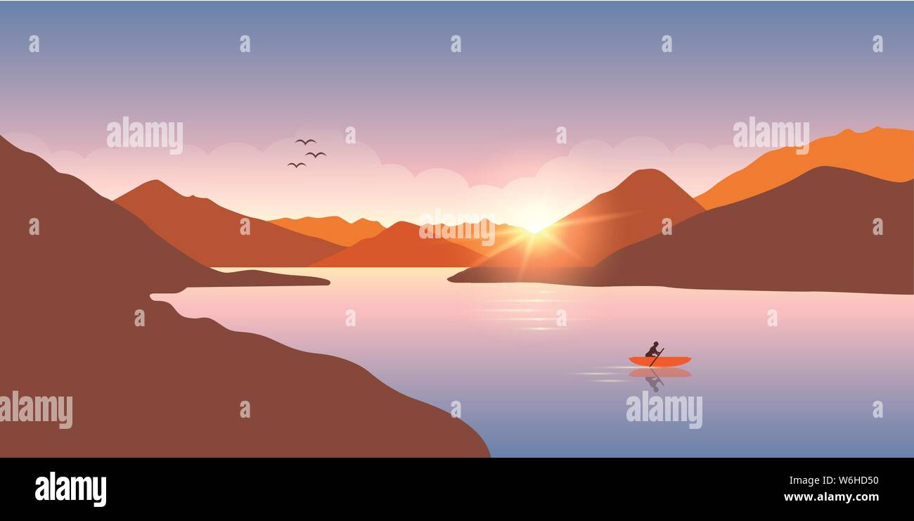 Autumn on river in Stock Vector Images - Alamy