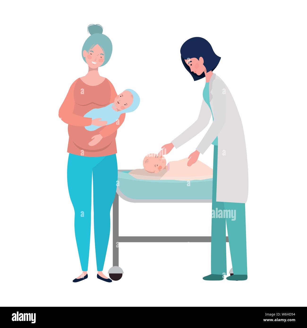 Isolated mother with baby and doctor design Stock Vector Image & Art ...