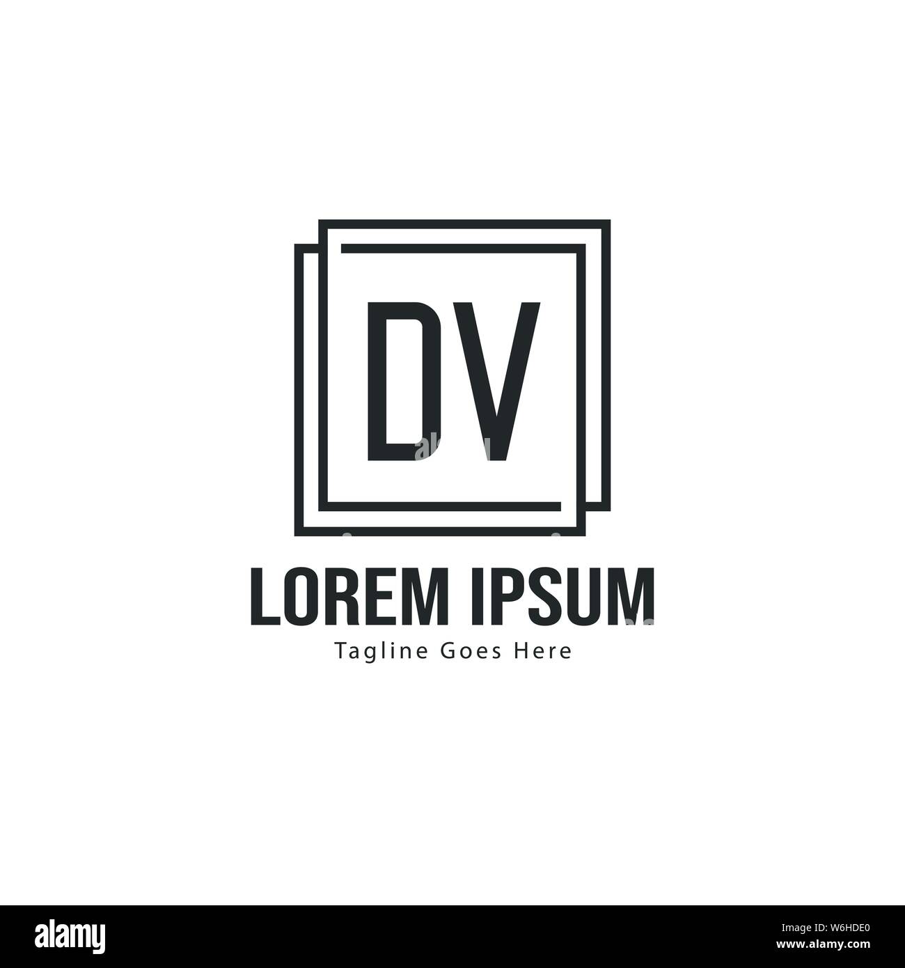 Initial DV logo template with modern frame. Minimalist DV letter logo ...