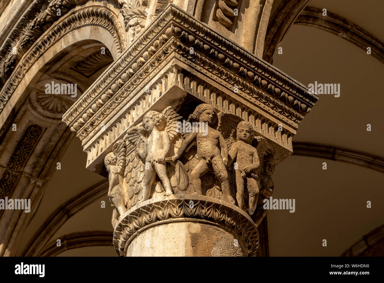 Detail of columns in the Rector's Palace facade; Dubrovnik, Dubrovnik ...