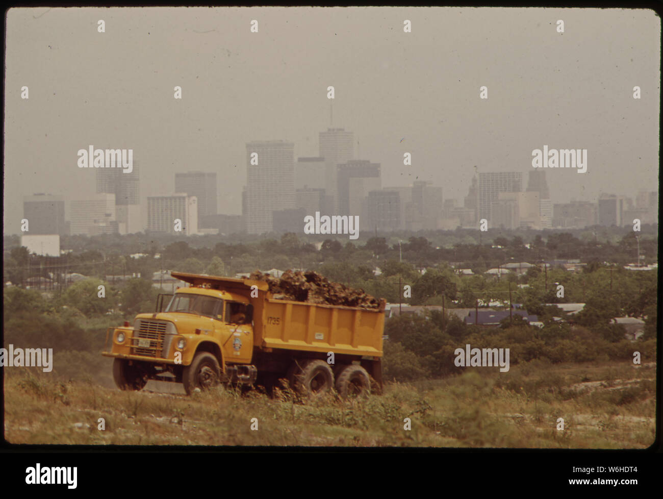 HOUSTON SKYLINE SEEN FROM HOLMES ROAD LANDFILL SITE Stock Photo - Alamy