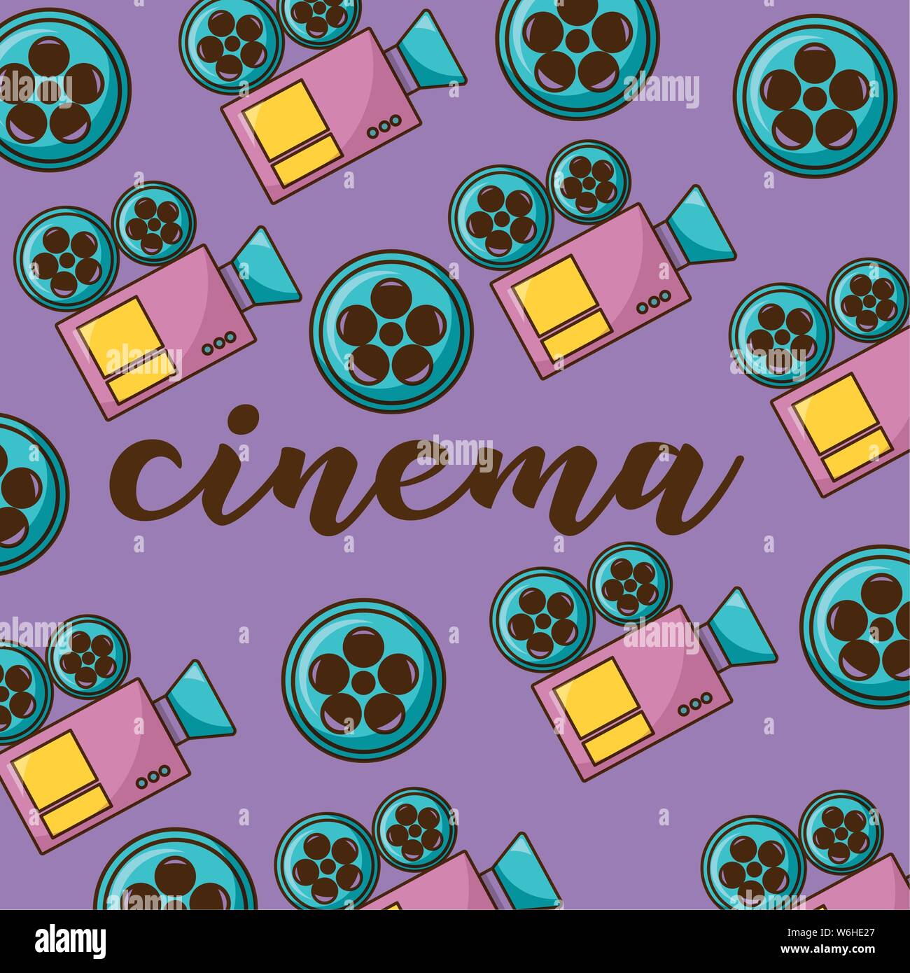 Cinema videocamera over purple background design Stock Vector Image ...