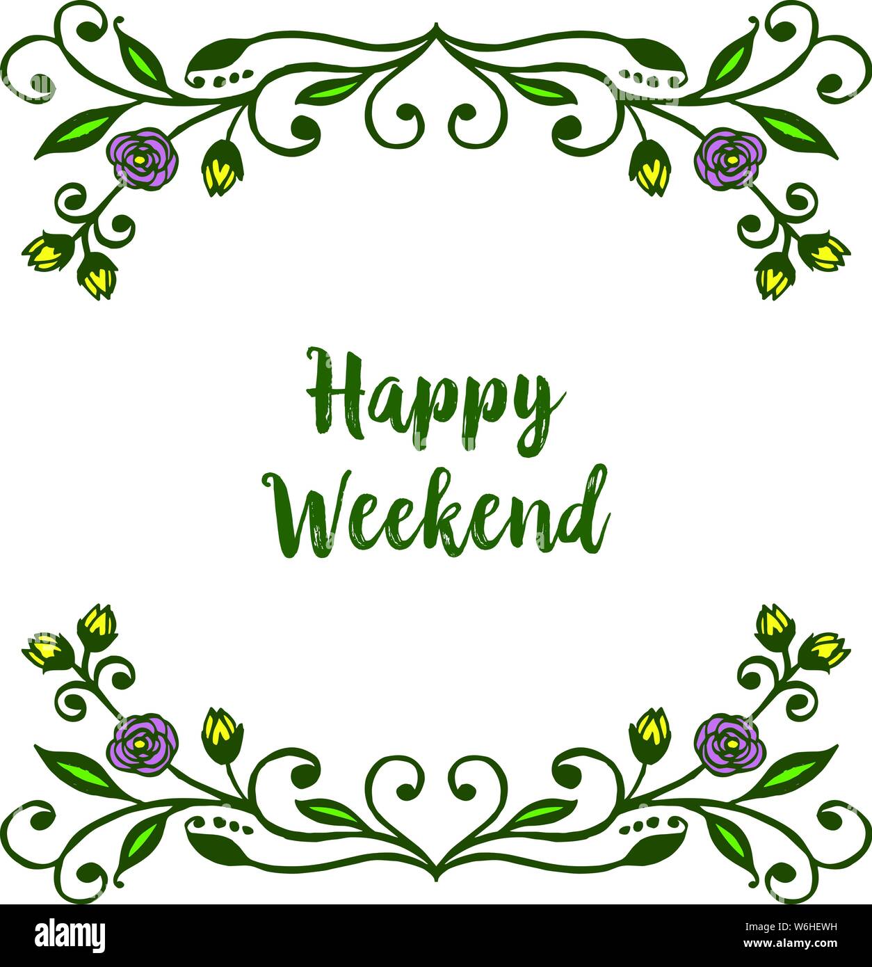 Colorful flower frame border design, for elegant card happy weekend ...