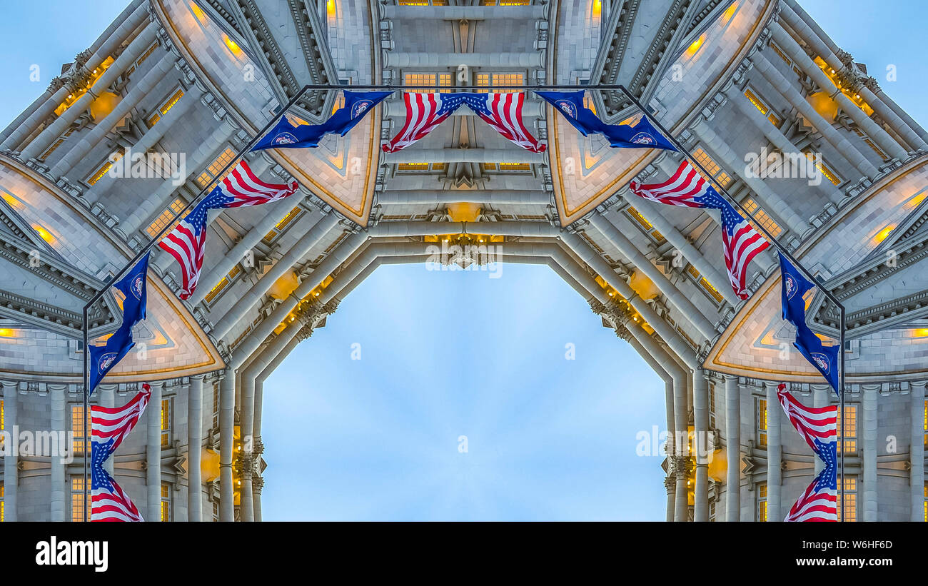 Panorama frame Geometric photo with American and Utah flags Stock Photo ...