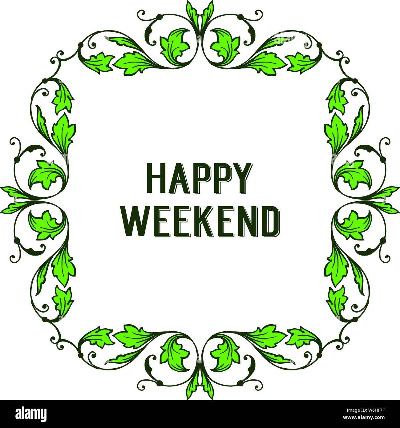 Template various card of happy weekend, motivational of pink wreath ...