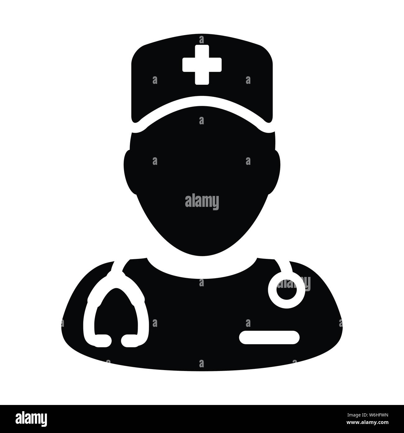 Physician icon vector male person profile avatar with a stethoscope for ...