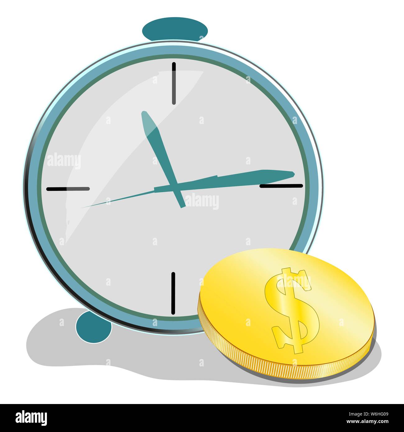 Time is the concept of money, alarm. Clock and coins, long-term ...