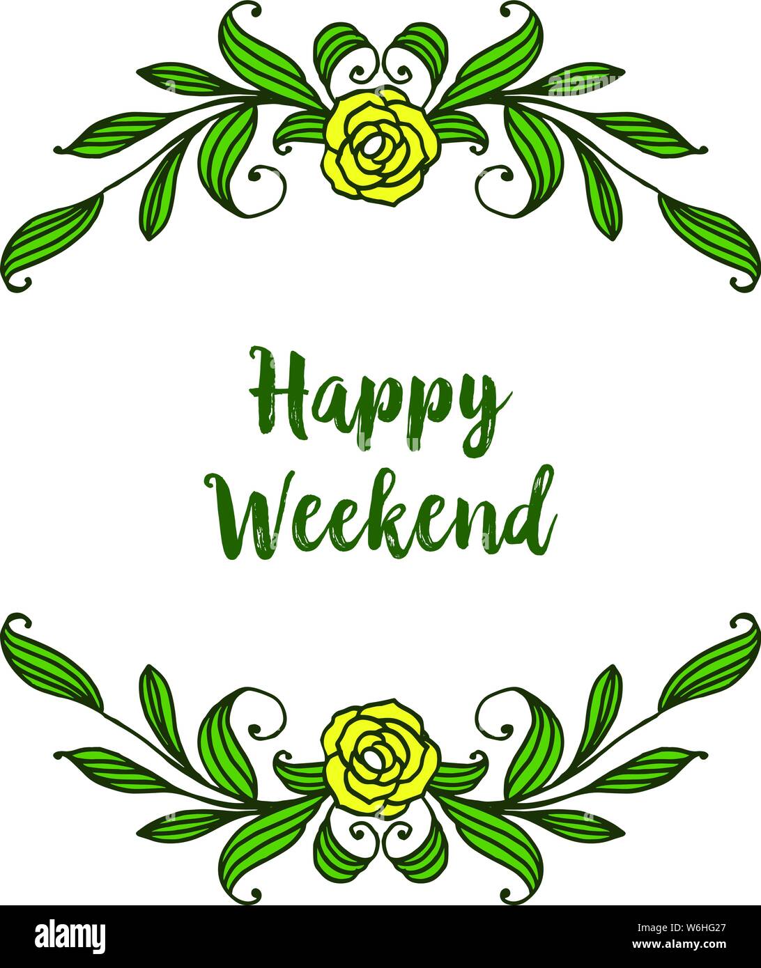 Decoration of invitation card happy weekend, pattern art rose floral ...