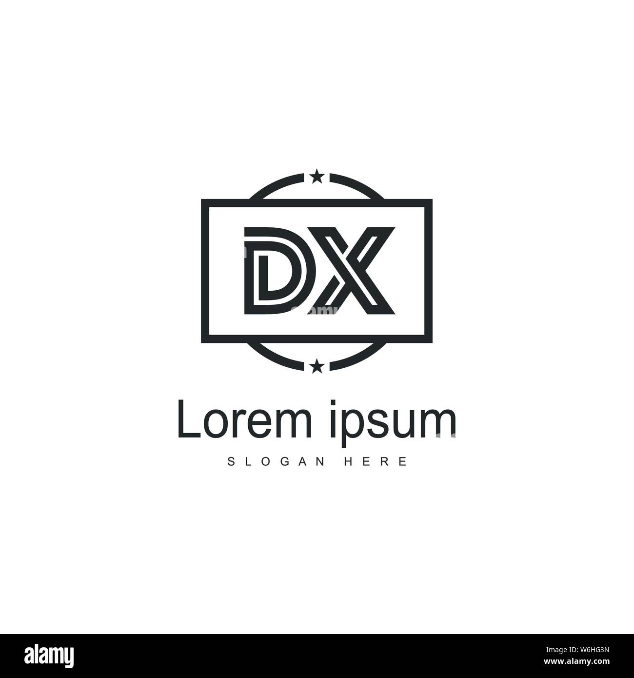 Initial DX logo template with modern frame. Minimalist DX letter logo ...