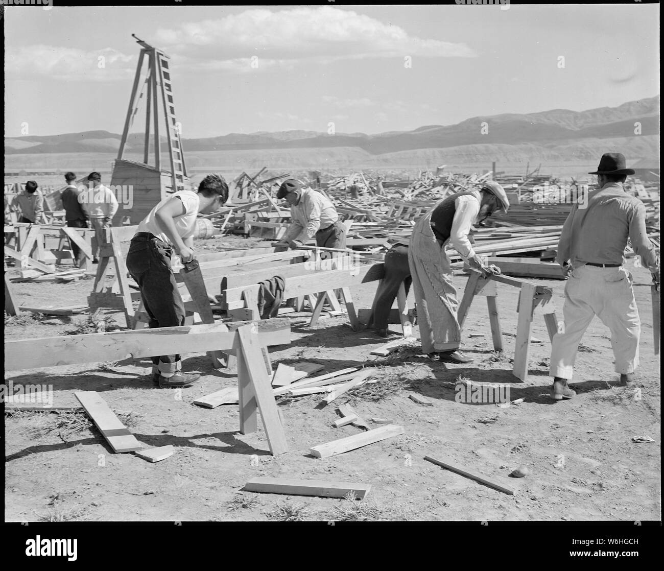 Heart Mountain Relocation Center, Heart Mountain, Wyoming. Salvaging ...