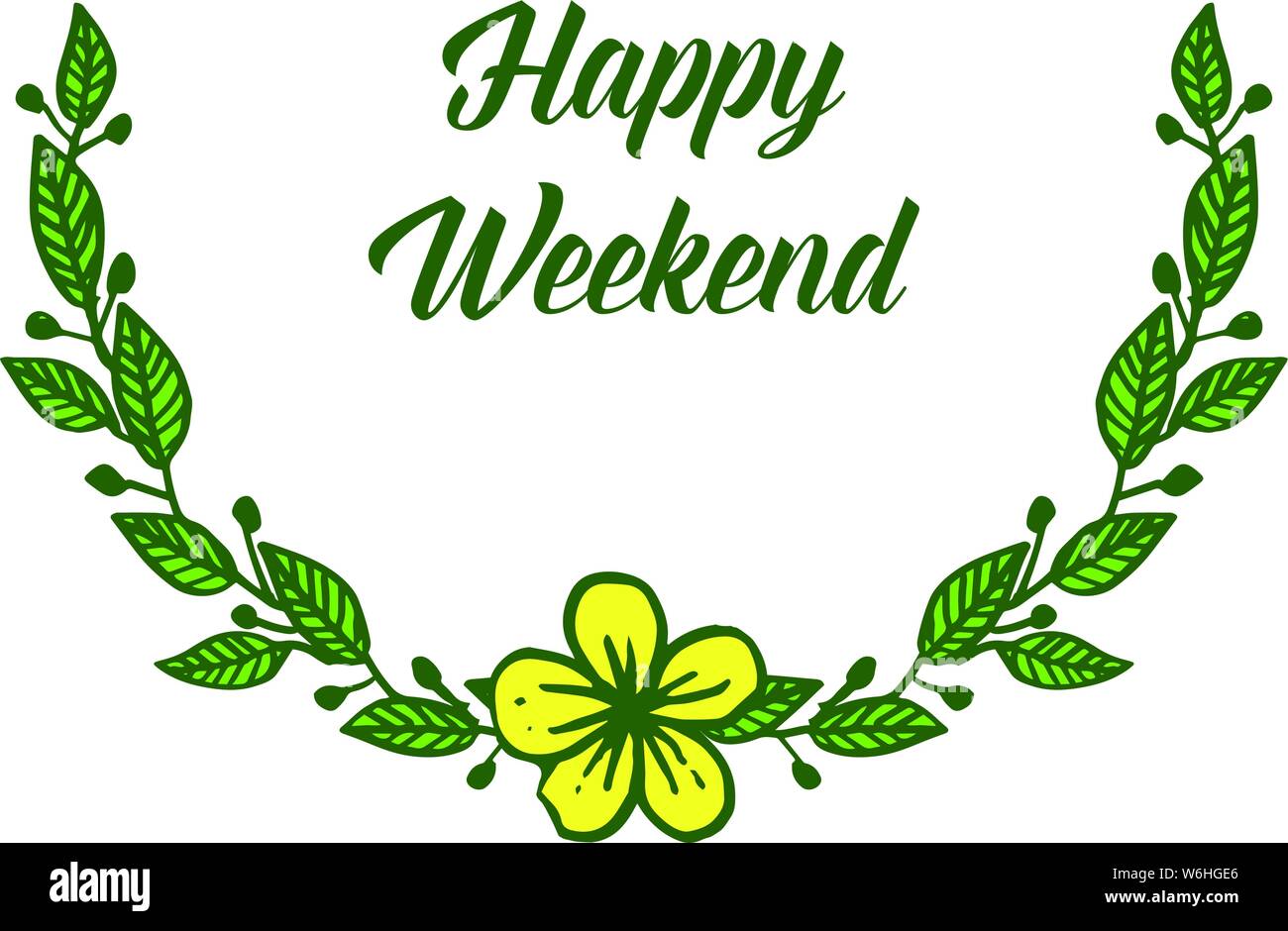 Perfect design for greeting card happy weekend, with yellow flower ...