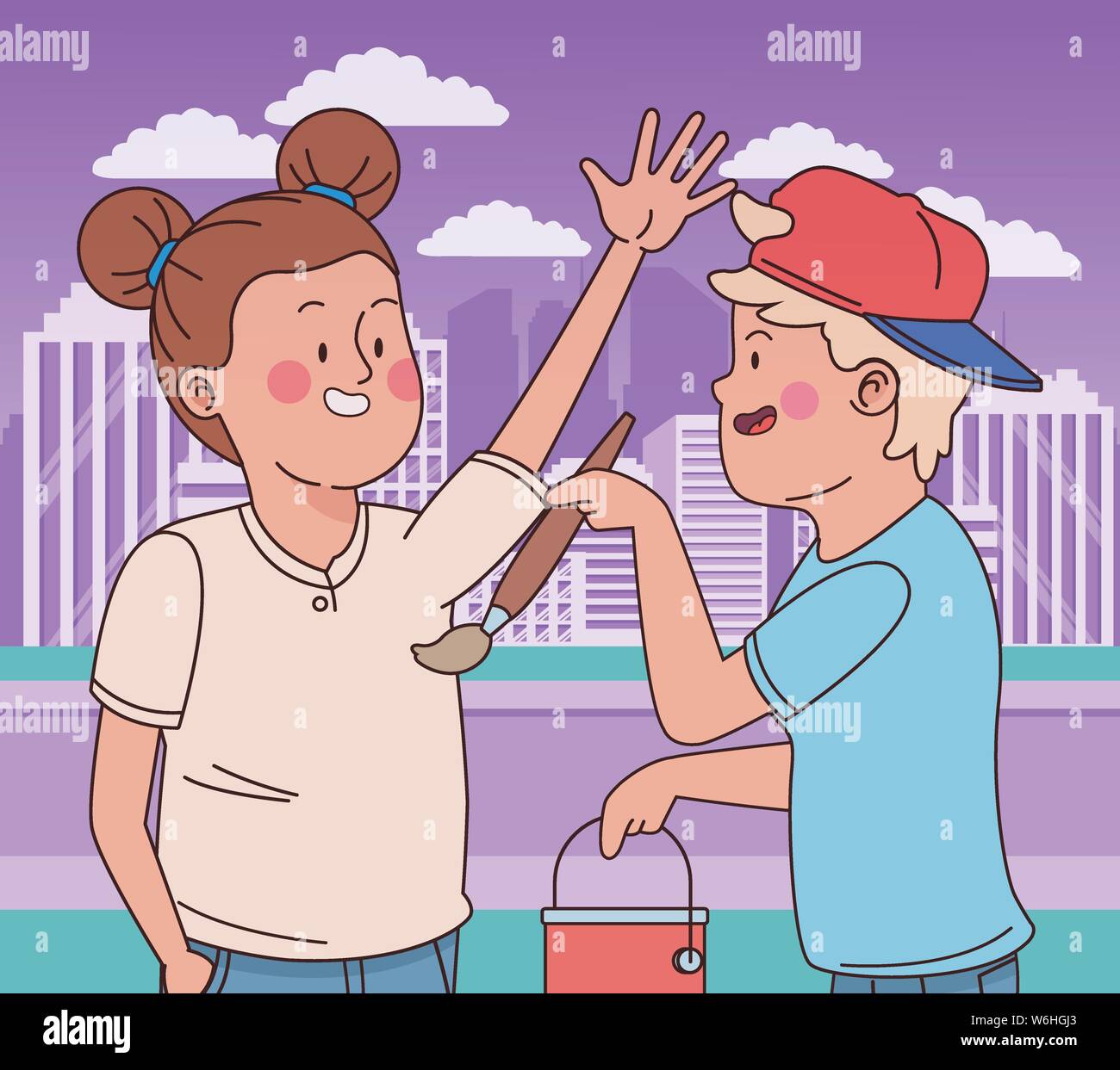 Teenagers friends smiling and having fun cartoon Stock Vector Image ...