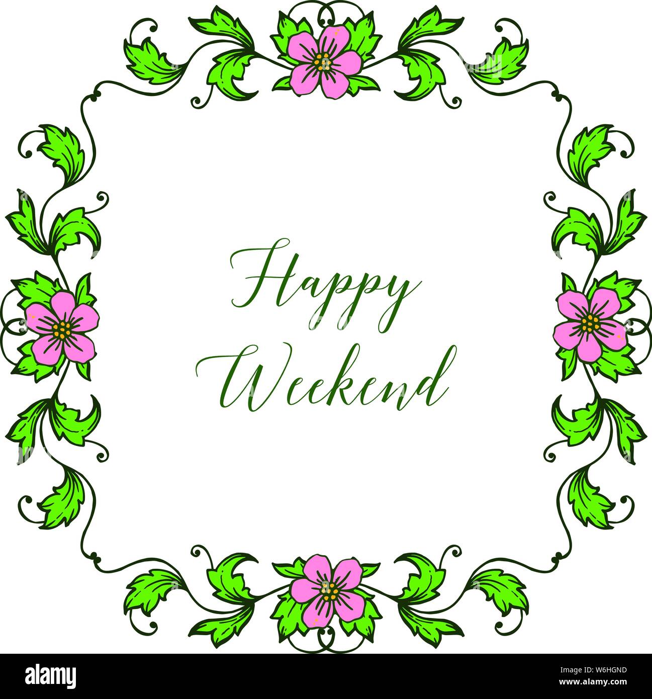 Happy weekend letter with pattern white background, texture of pink ...