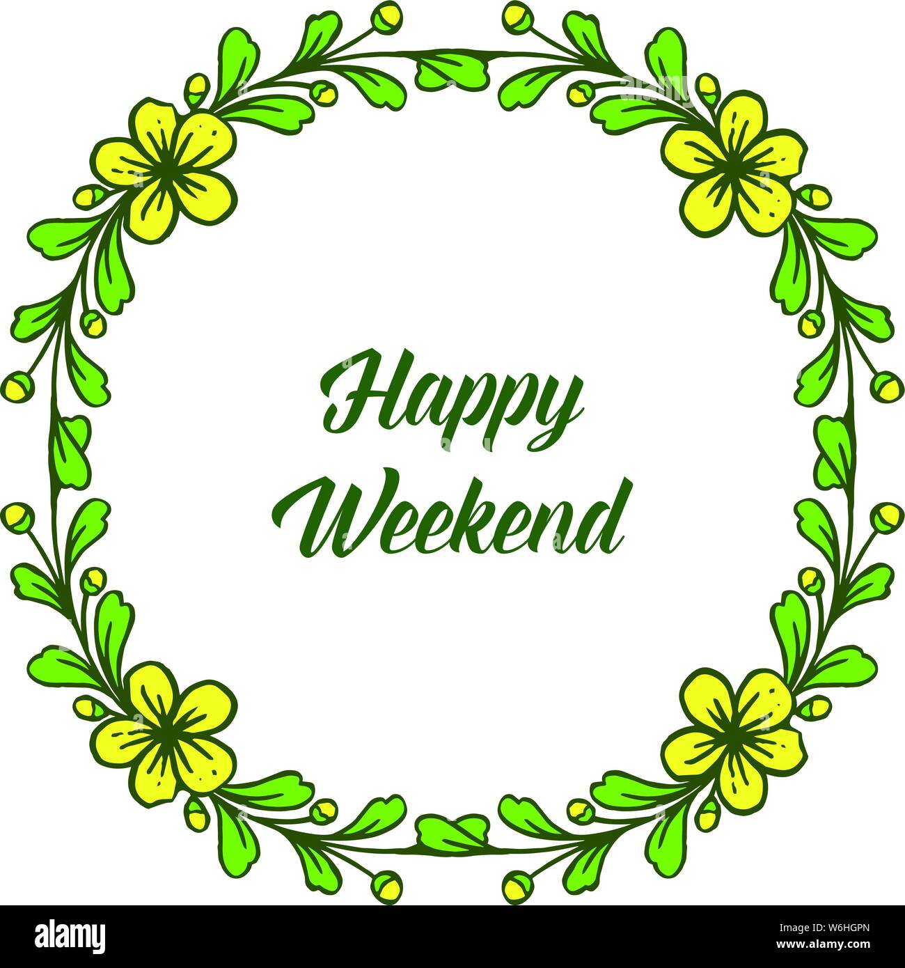 Various shape greeting card, happy weekend, with decoration cute of ...