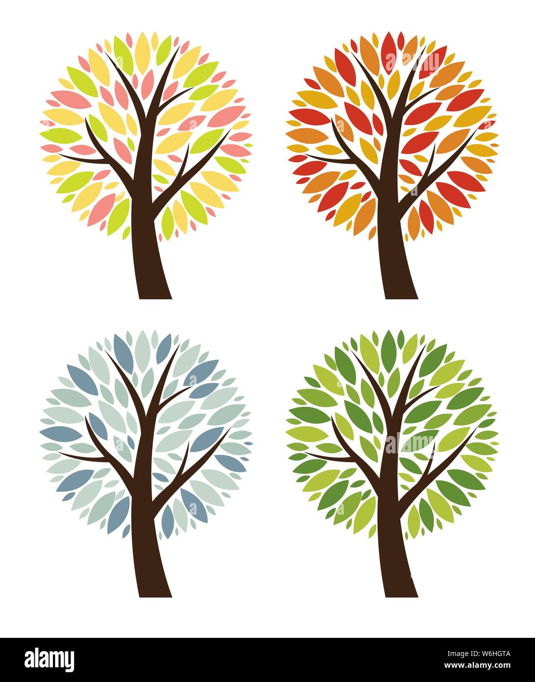 Abstract 4 Seasons Vector Tree Collection Set Illustration Stock Vector ...