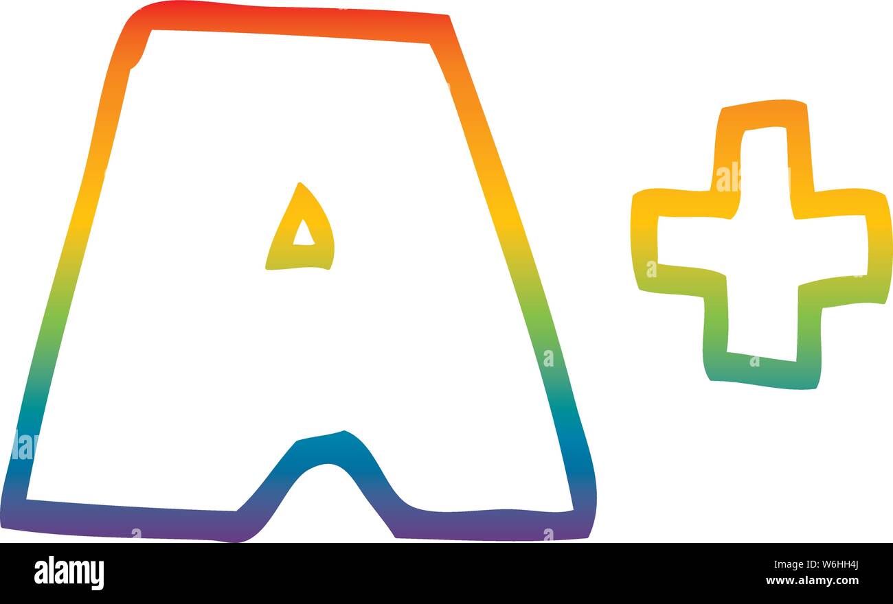 rainbow gradient line drawing of a cartoon letter grades Stock Vector ...