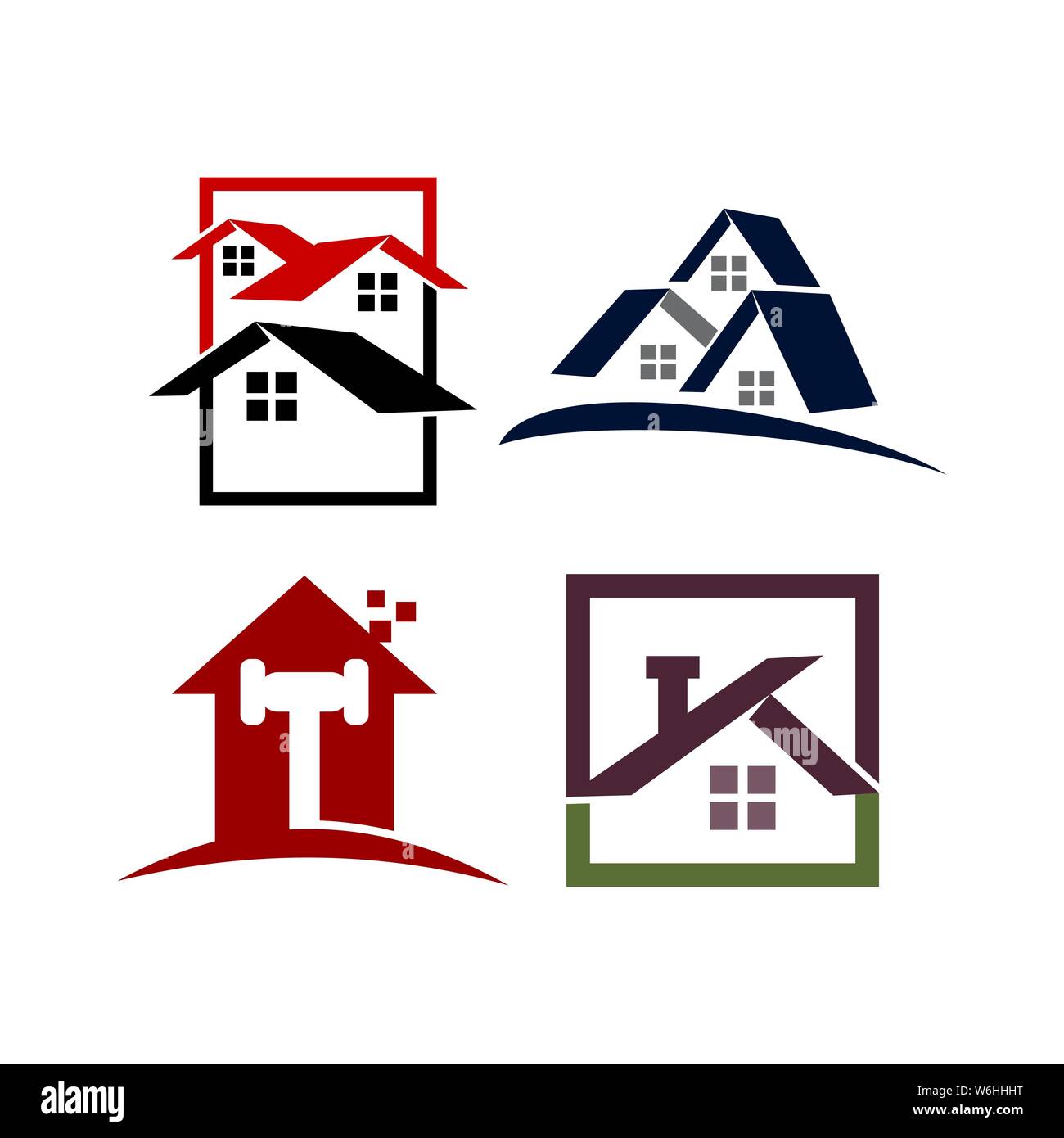 Real Estate Home Property Design Template Vector Set Stock Vector Image ...