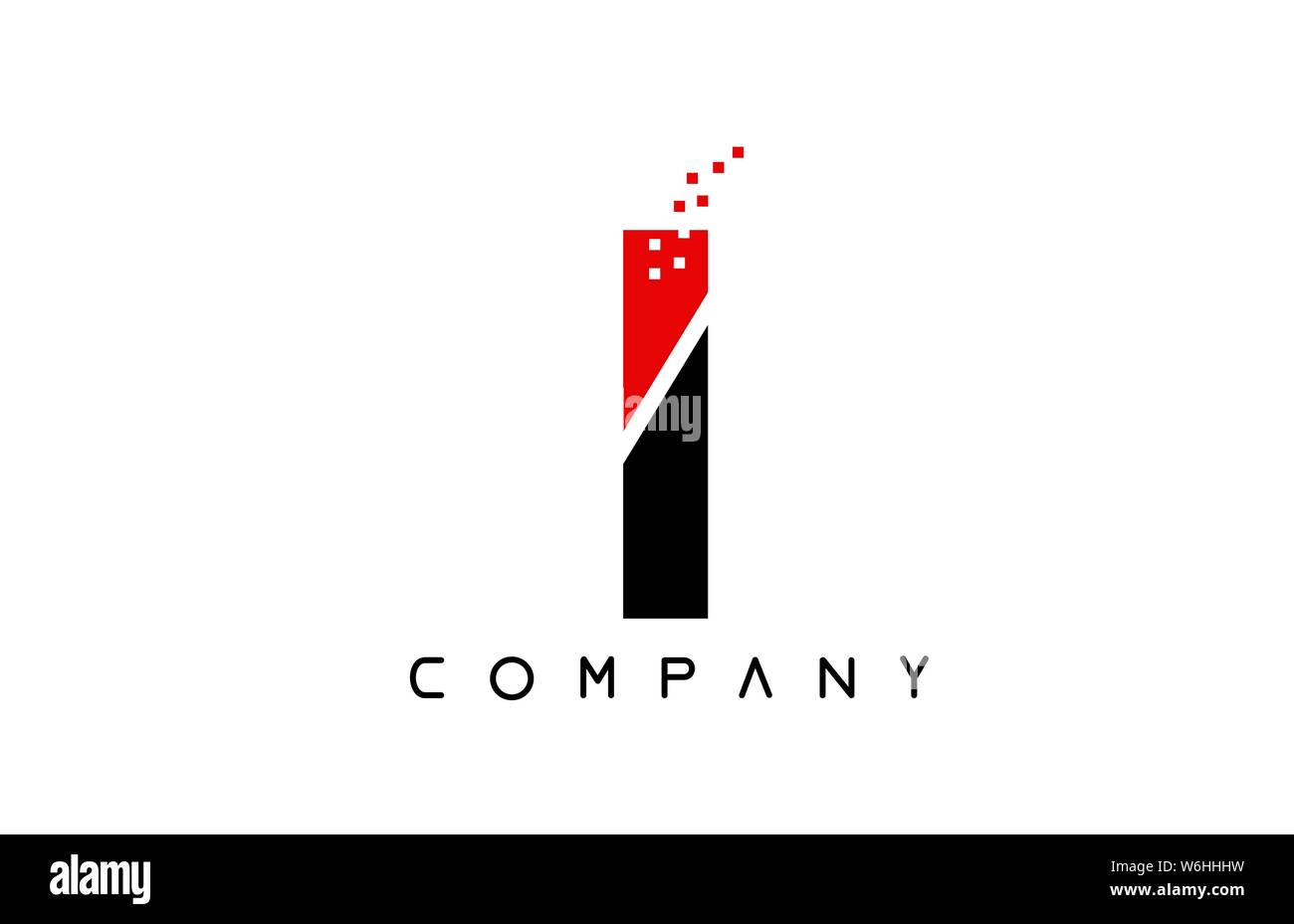 red black alphabet letter I logo design suitable for a company or ...