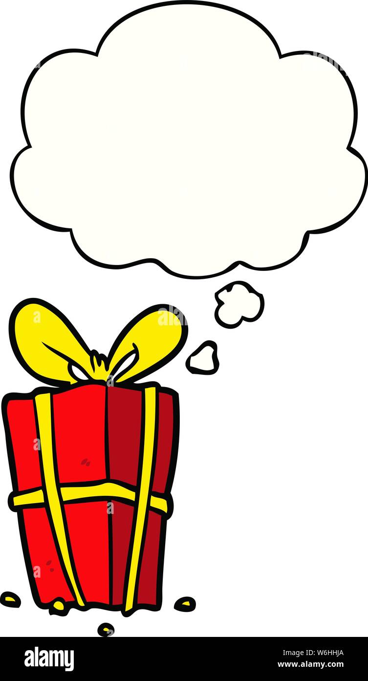Cartoon wrapped gift thought Stock Vector Images - Alamy