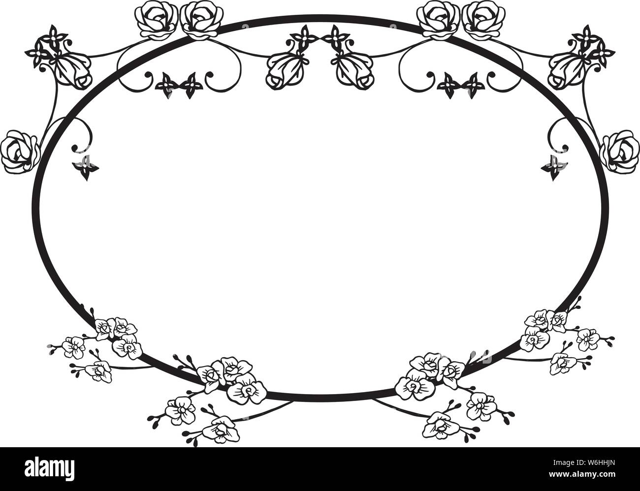 Flower and leaves motif, frame of design element. Vector illustration ...