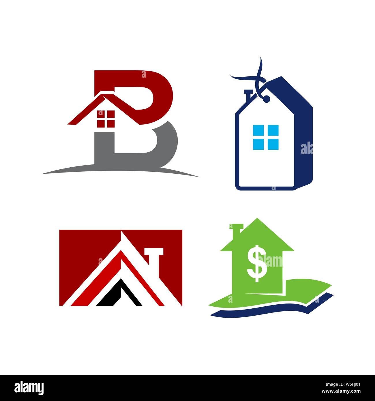 Real Estate Home Property Design Template Vector Set Stock Vector Image ...