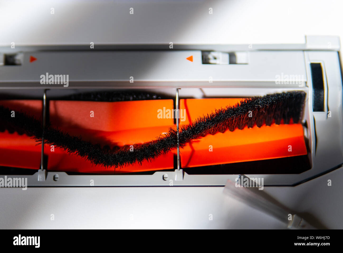 Robot vacuum cleaner technical details. View from below. Brushes ...