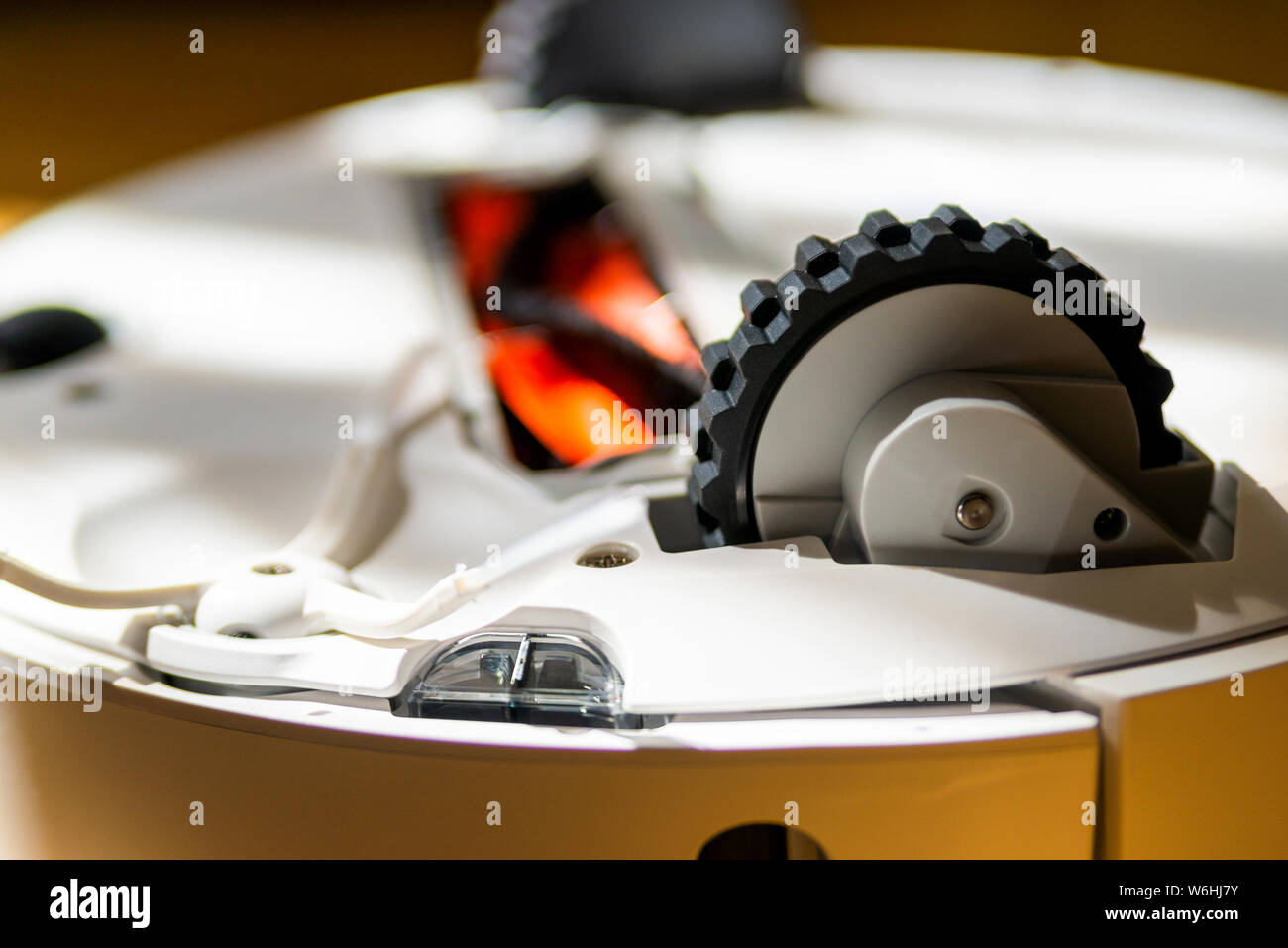 Robot vacuum cleaner technical details. View from below. Brushes ...