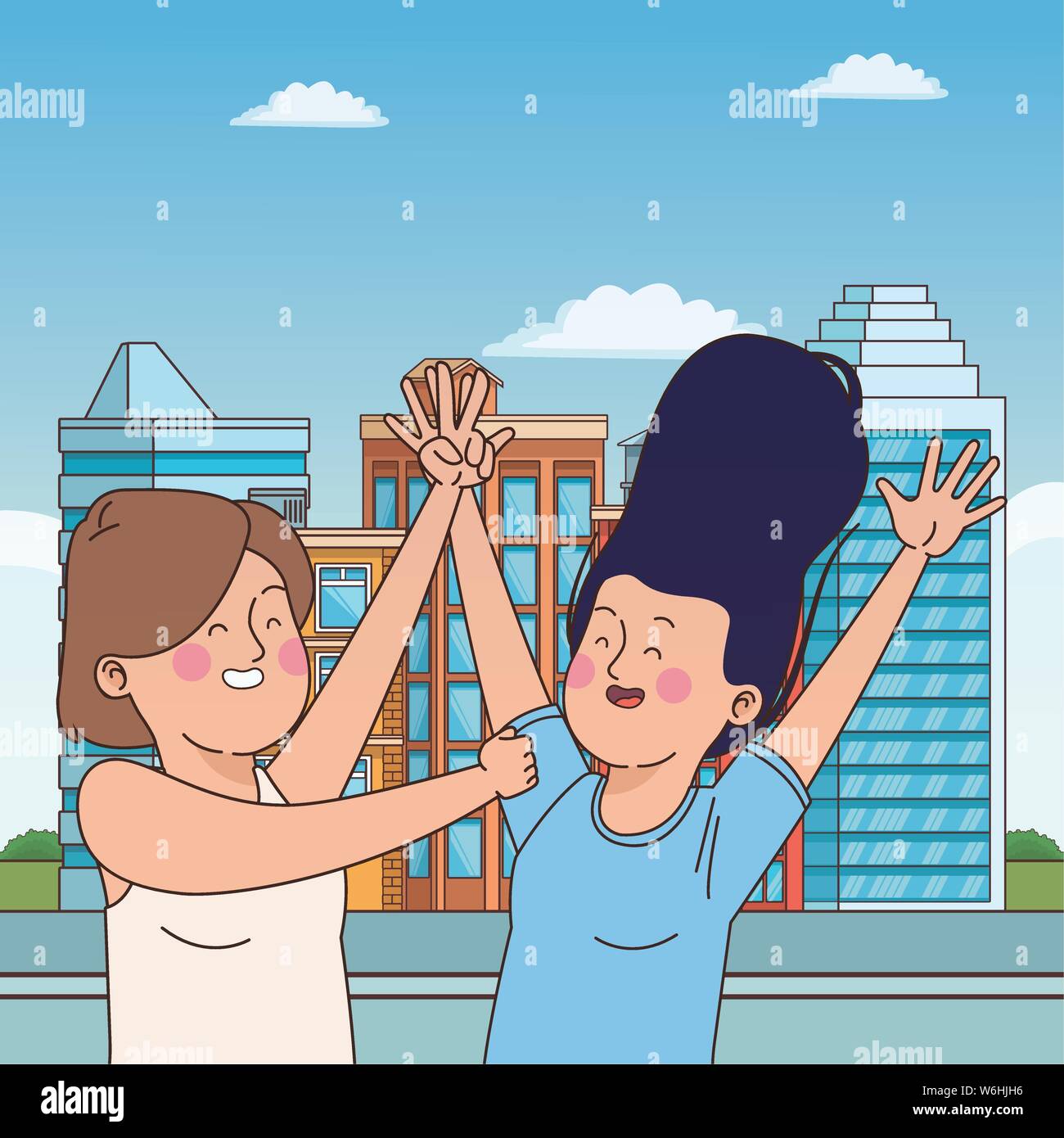 Teenagers friends smiling and having fun cartoon Stock Vector Image ...