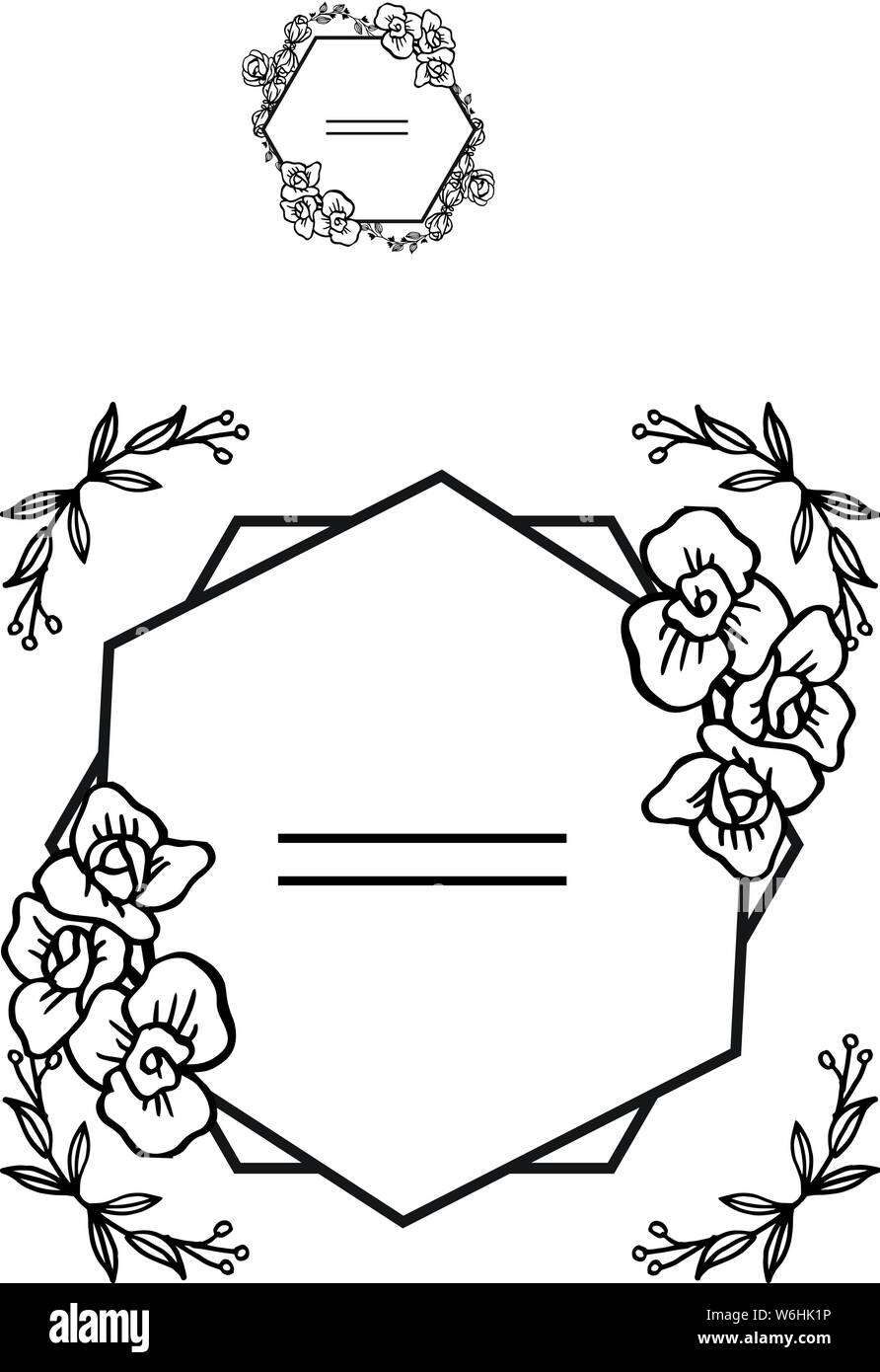 Flower and leaves motif, frame of design element. Vector illustration ...