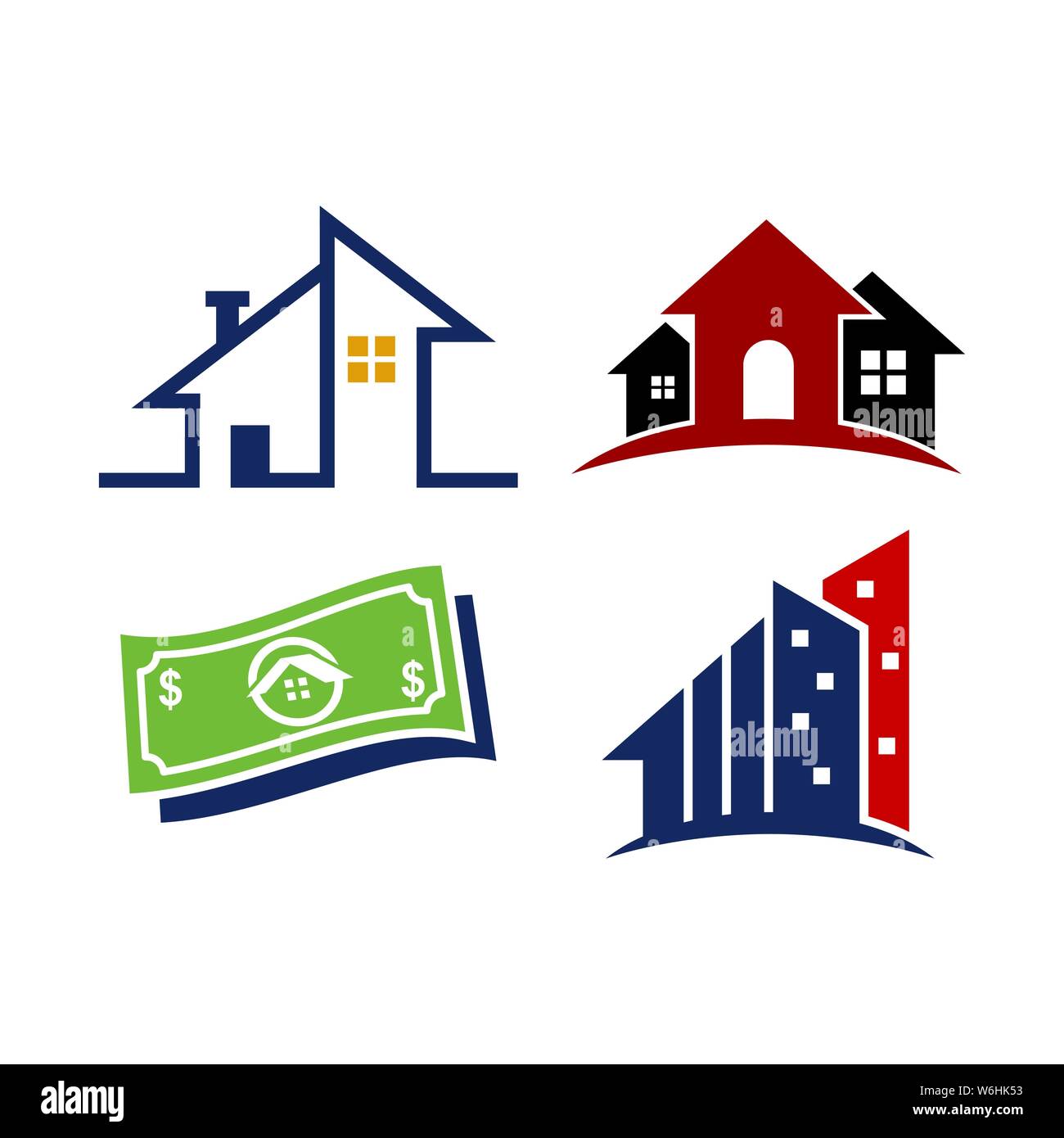 Real Estate Home Property Design Template Vector Set Stock Vector Image ...