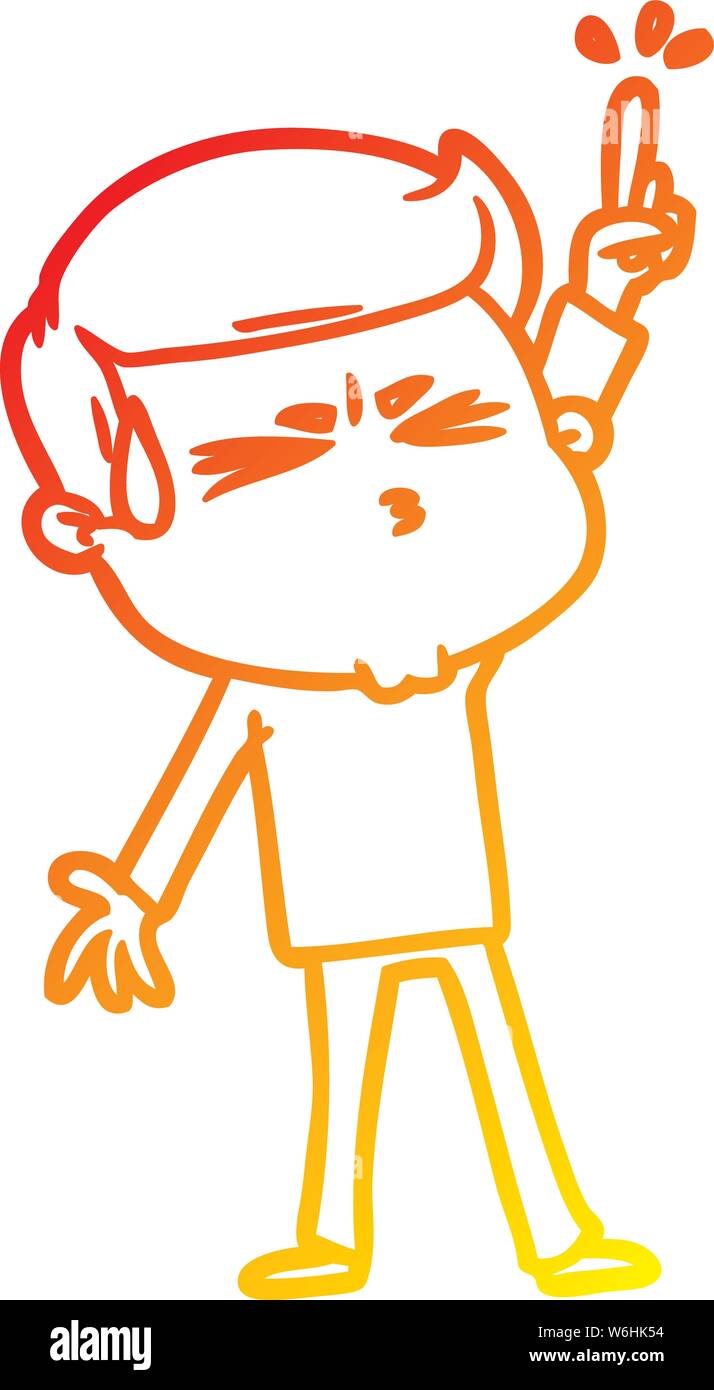 warm gradient line drawing of a cartoon man sweating Stock Vector Image ...