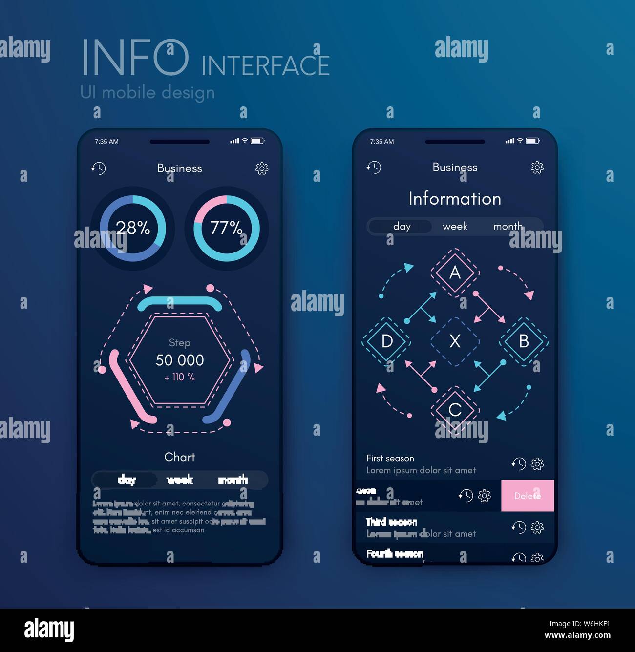 Mobile application interface. Ui design, vector illustration Stock ...