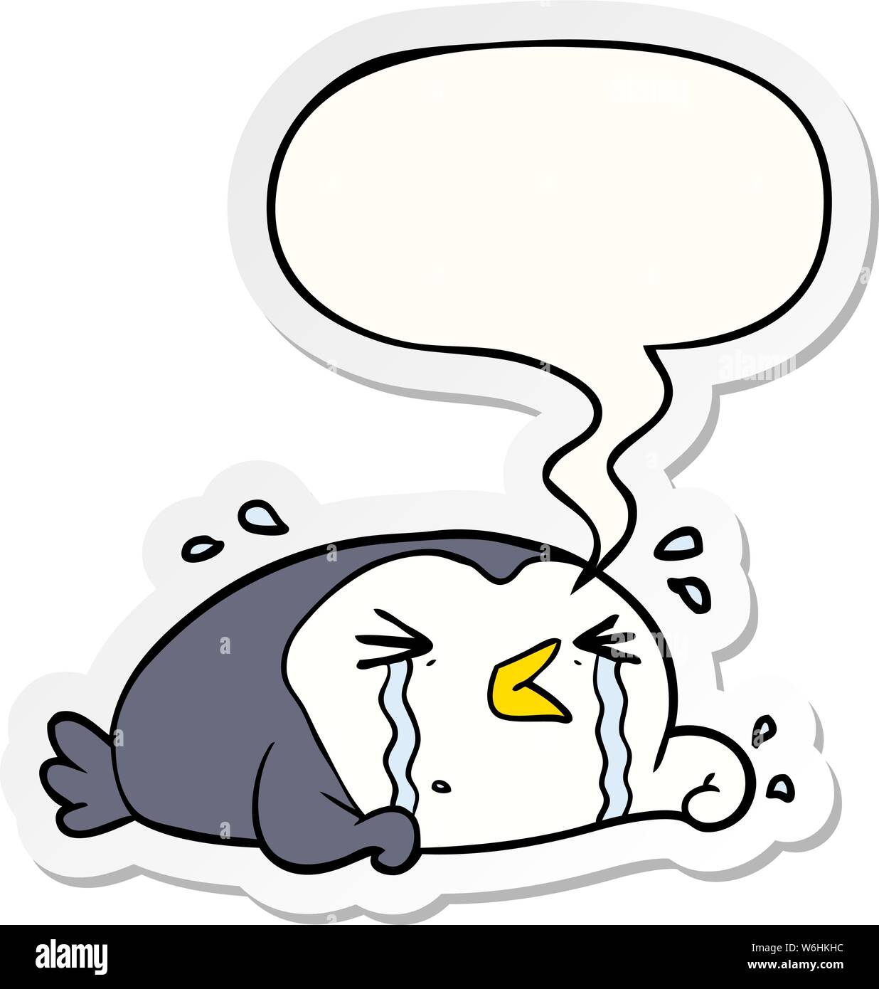 cartoon crying penguin with speech bubble sticker Stock Vector Image ...