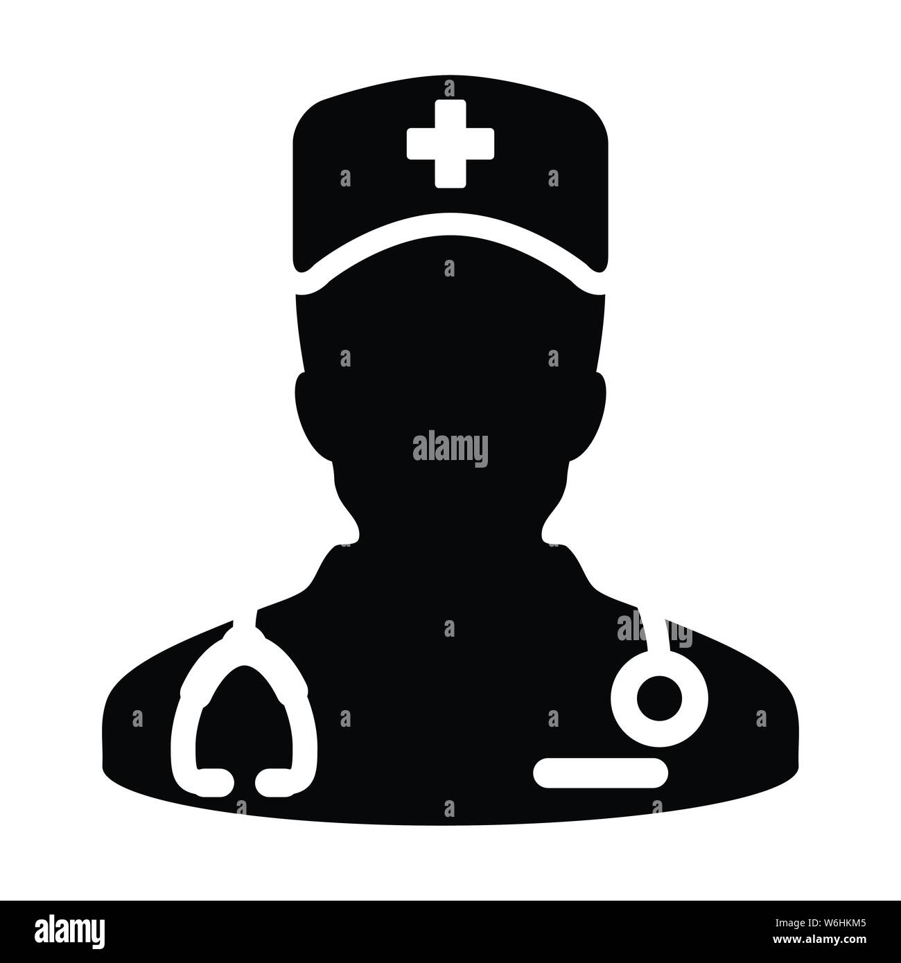 Surgeon icon vector male person profile avatar with a stethoscope for ...