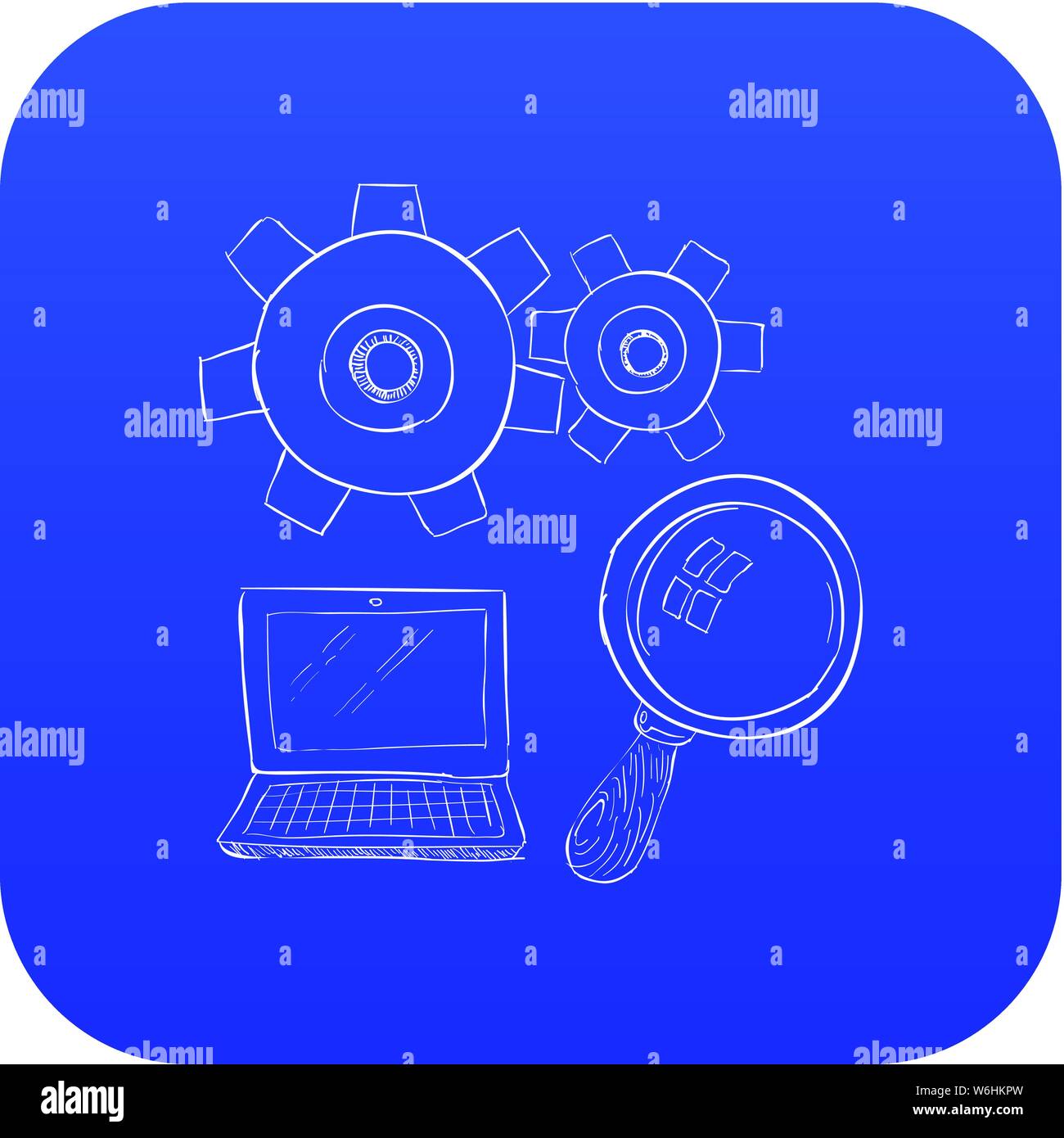 Laptop with magnifier icon blue vector Stock Vector Image & Art - Alamy