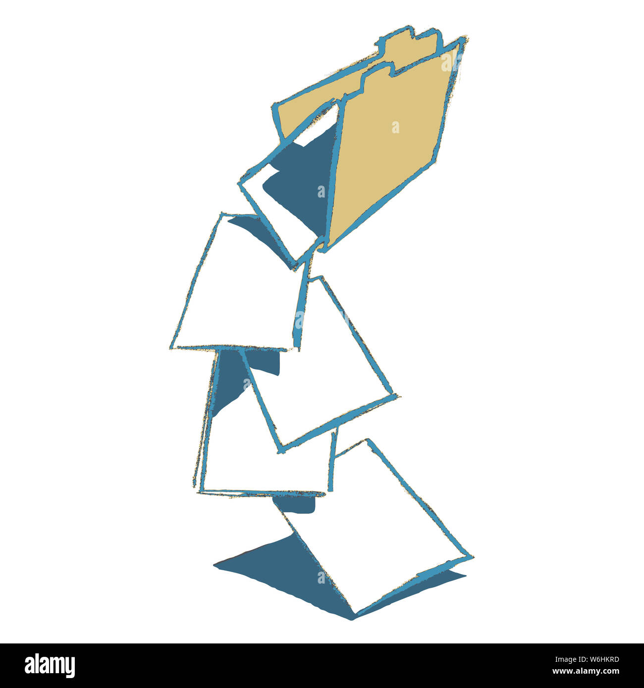 Open yellow folder with falling pages to the floor Stock Photo - Alamy