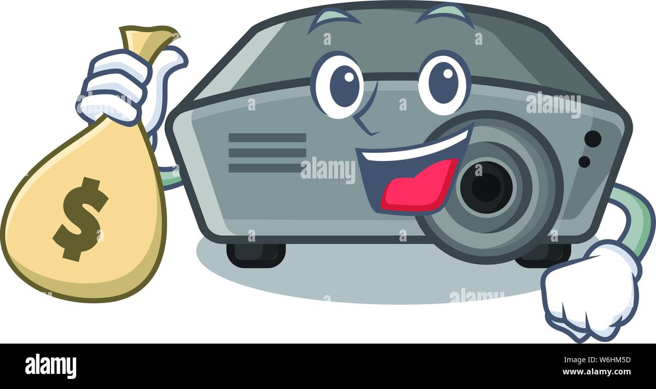 With money bag projector sticks to the character wall Stock Vector ...