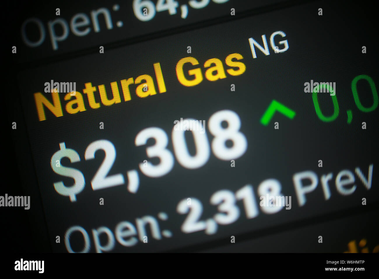 Natural Gas (NG) stock exchange indicator on computer screen Stock ...