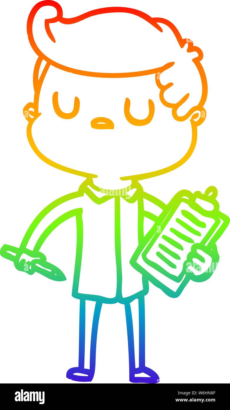 rainbow gradient line drawing of a cartoon aloof man Stock Vector Image ...