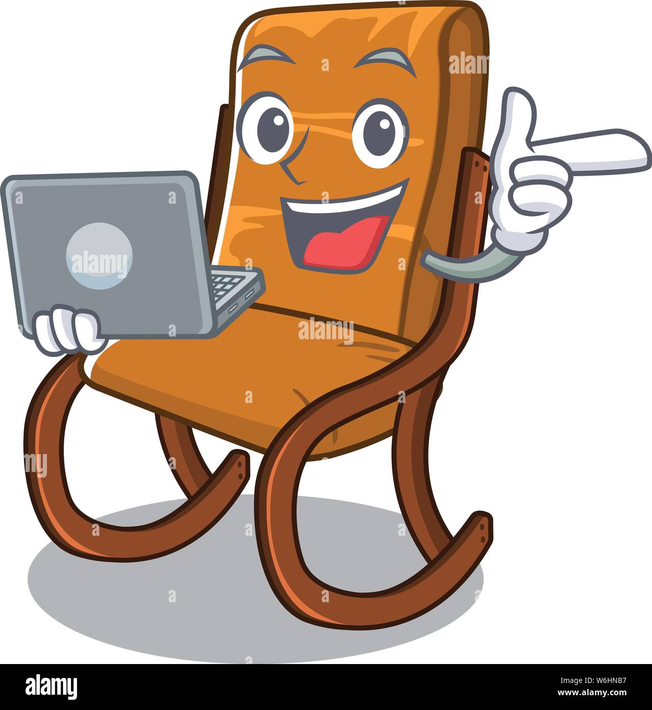 With laptop rocking chair in cartoon living room Stock Vector Image ...