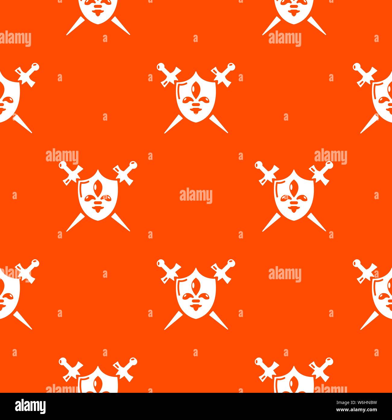 Heraldic shield and swords pattern vector orange Stock Vector Image ...