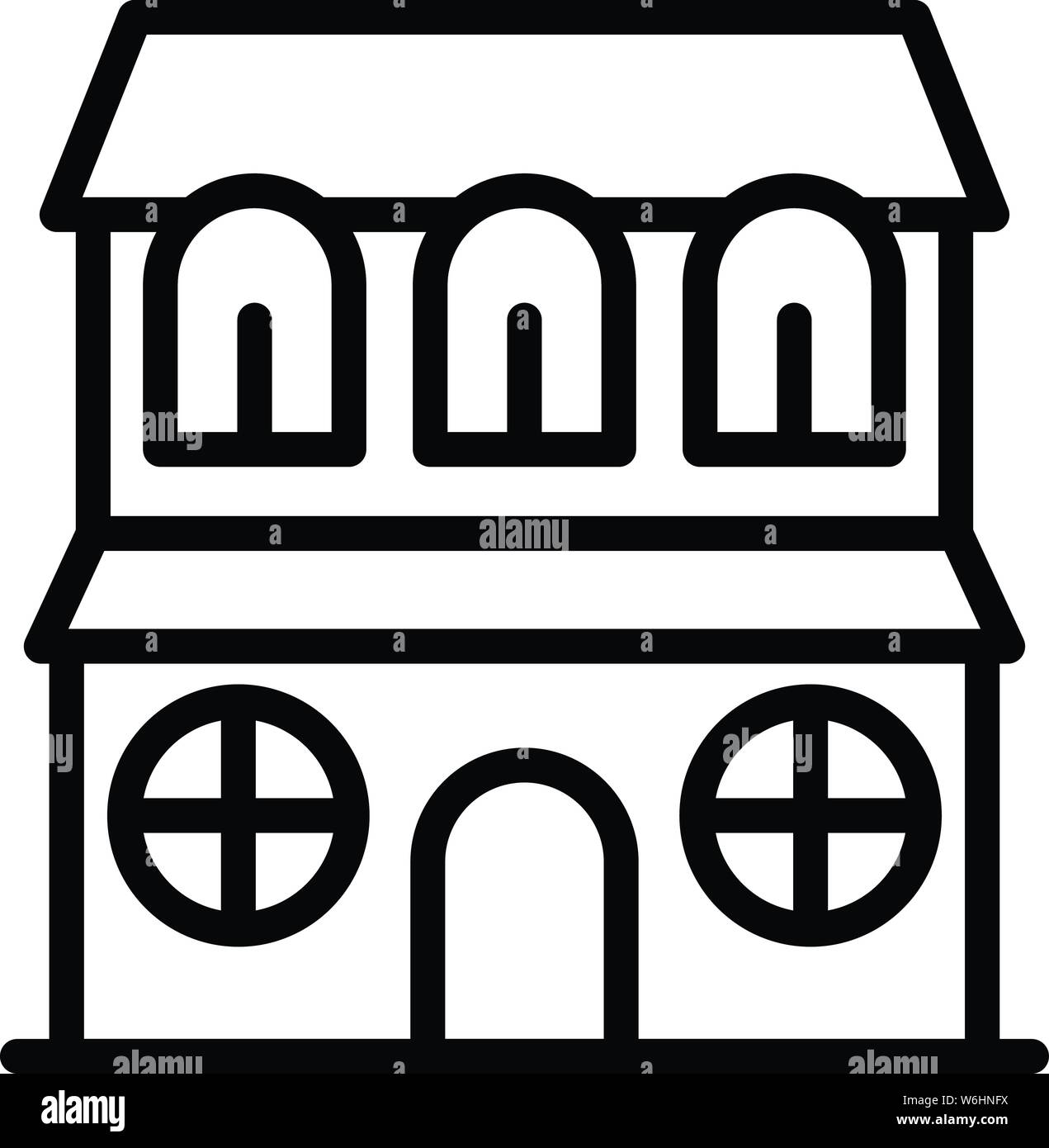 House with round windows icon, outline style Stock Vector Image & Art ...